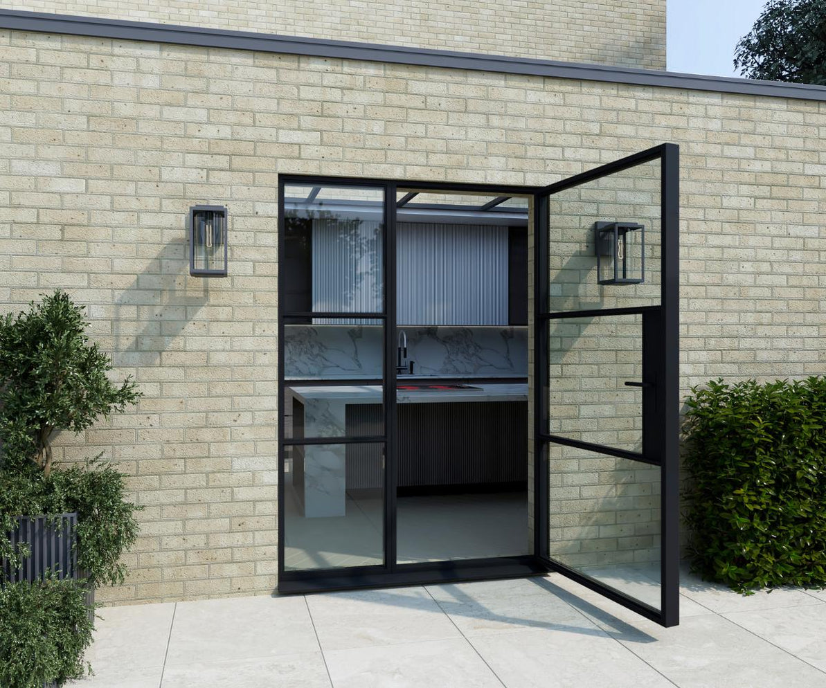1300mm - Black Aluminium Heritage Single Door + Side Window