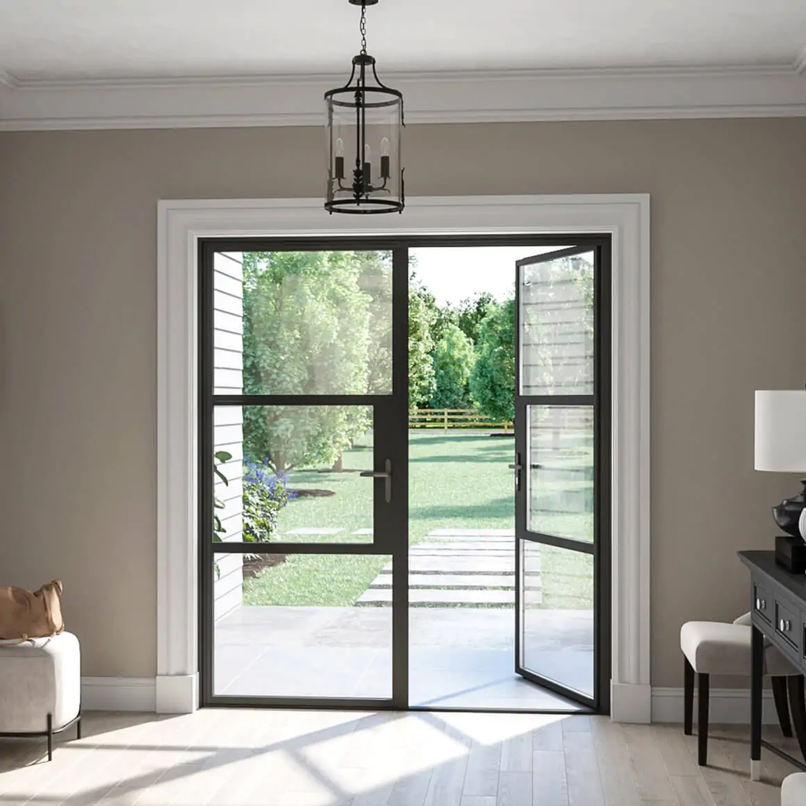 Aluminium Heritage French Door + Top Window