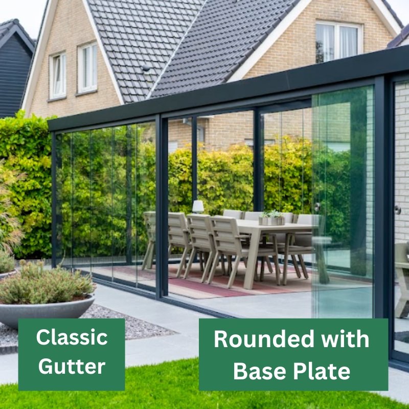 Pigato Veranda - Black - Classic Gutter - Rounded with Base Plate