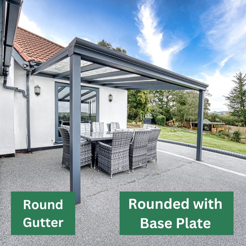 Pigato Veranda - Grey - Round Gutter - Rounded with Base Plate