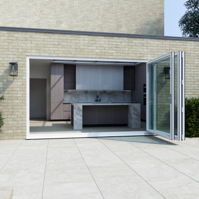 W3000mm x H2100mm Visofold 1000 White Aluminium Compliant Bifold - 3 S